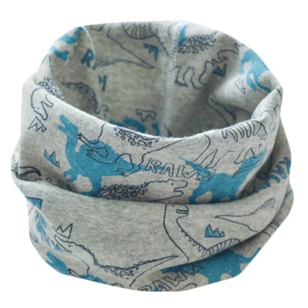 Children's Grey Dinosaur Cotton Snood - The Monkey Box